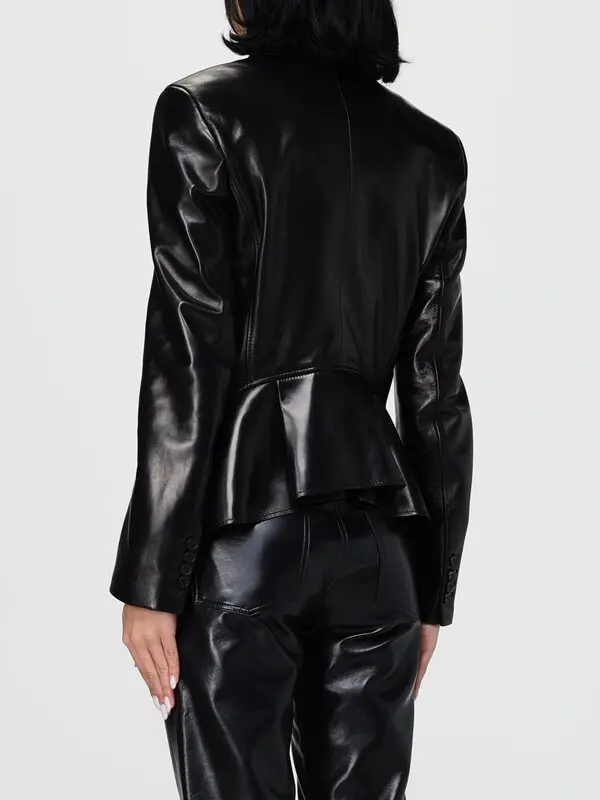 Alexander McQueen Leather Peplum Jacket