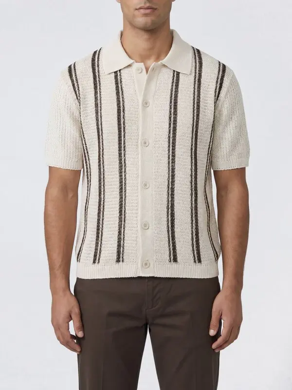 COOR Striped Crocheted Polo Shirt