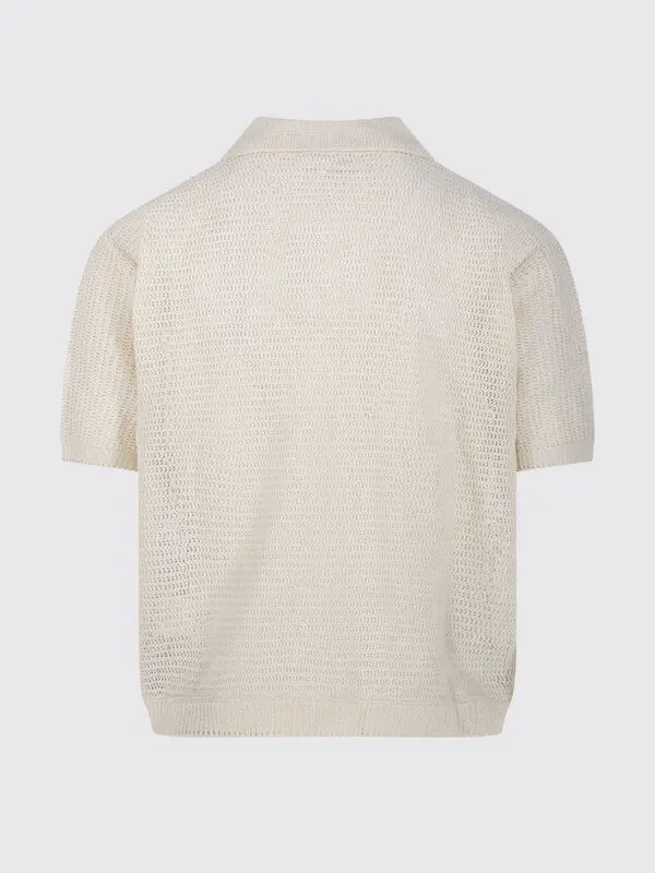 COOR Striped Crocheted Polo Shirt