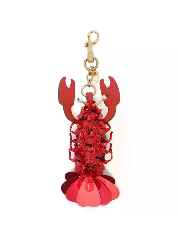 ANYA HINDMARCH Lobster Sequin Embellished Keyring - Red