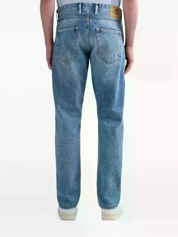 REPLAY Faded Effect Logo Patch Jeans