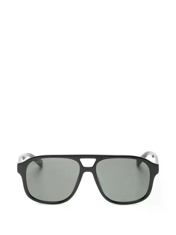 Gucci Double-bridge Pilot-frame Sunglasses - Black