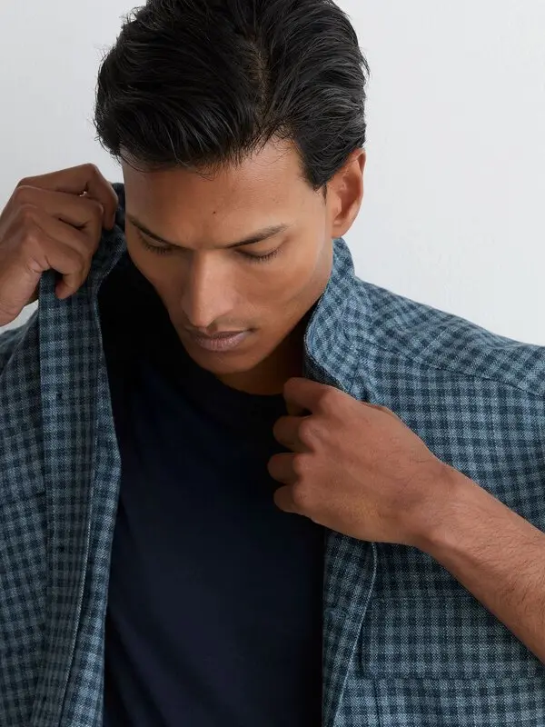 REISS Sever Cotton-linen Checked Overshirt