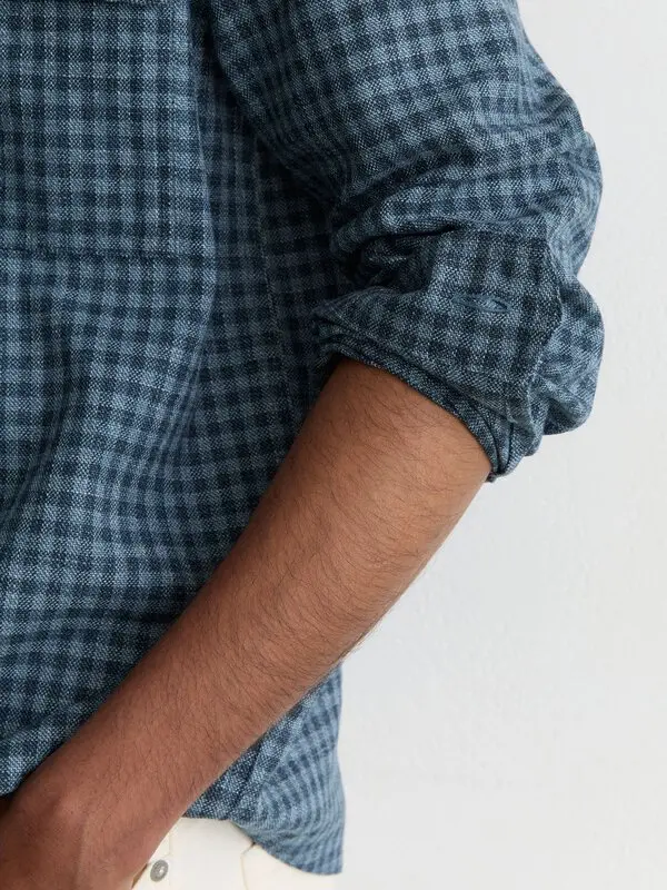 REISS Sever Cotton-linen Checked Overshirt