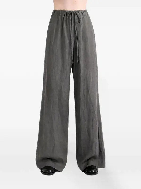 AMOMENTO Drawstring Waist Wide-leg Trousers
