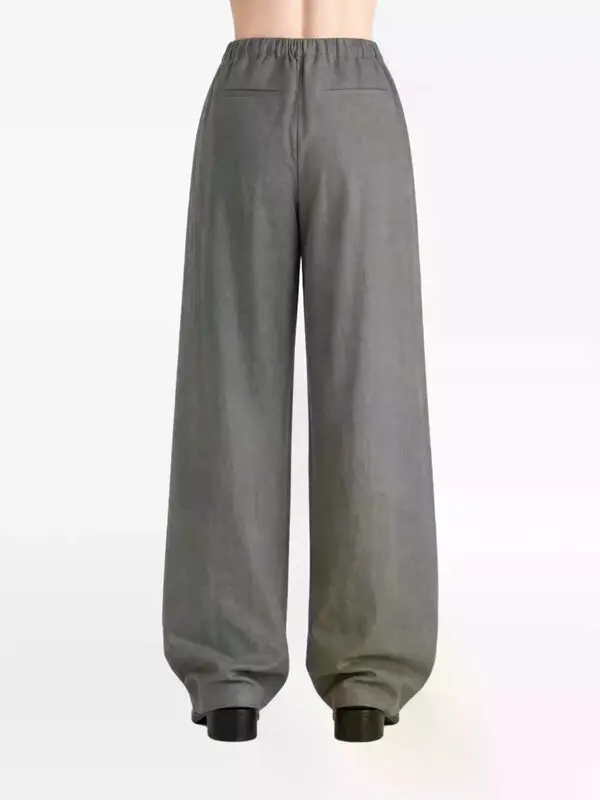 AMOMENTO Drawstring Waist Wide-leg Trousers