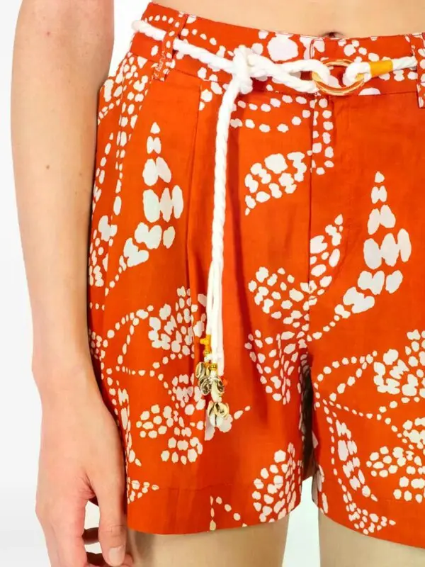 Poupette St Barth Chantal Printed Cotton Shorts - Orange