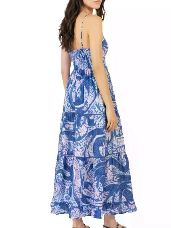 Poupette St Barth Milena Tiered Leaf-print Dress