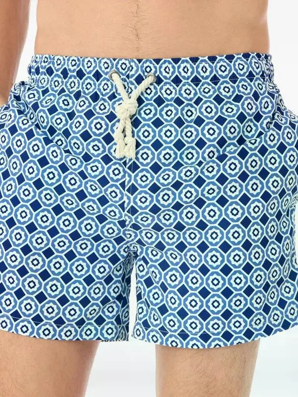 GASSA D AMANTE Geometric Print Drawstring Swim Shorts