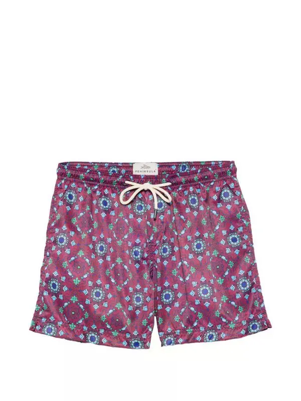 PENINSULA SWIMWEAR Rapallo Graphic Pattern Drawstring Swim Shorts