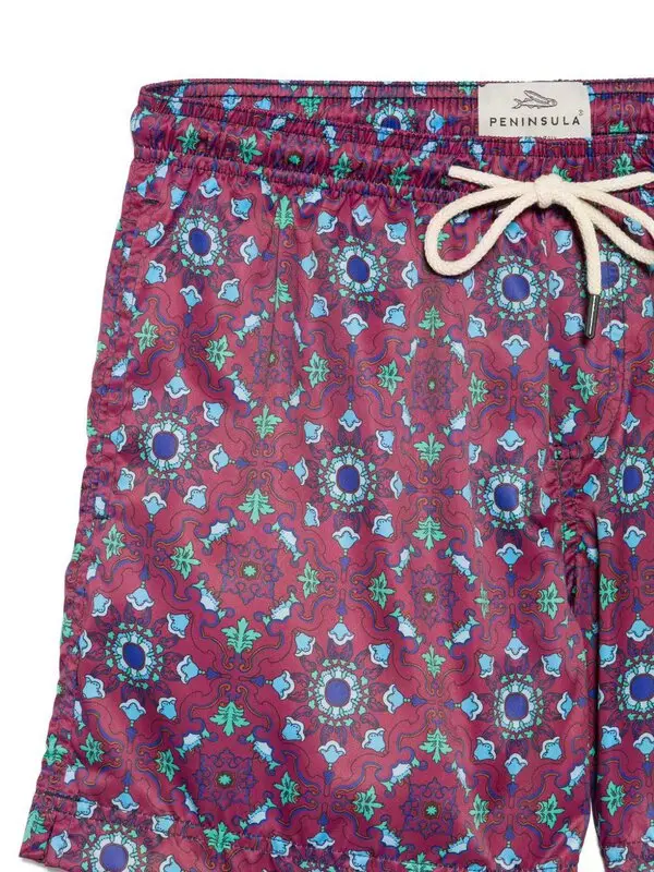 PENINSULA SWIMWEAR Rapallo Graphic Pattern Drawstring Swim Shorts