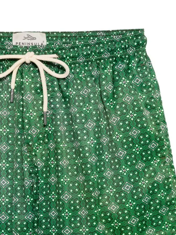 PENINSULA SWIMWEAR Caprera Geometric-print Drawstring Swim Shorts