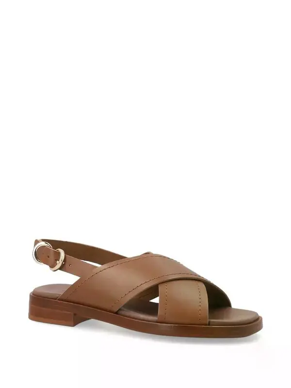FRAU Crossover Strap Buckled Sandals - Brown