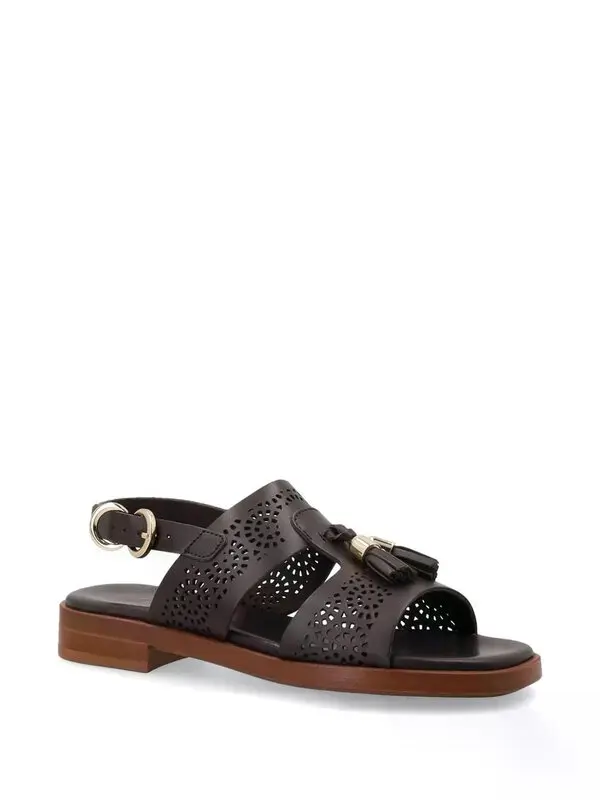 FRAU Perforated Tassel Detail Sandals - Brown