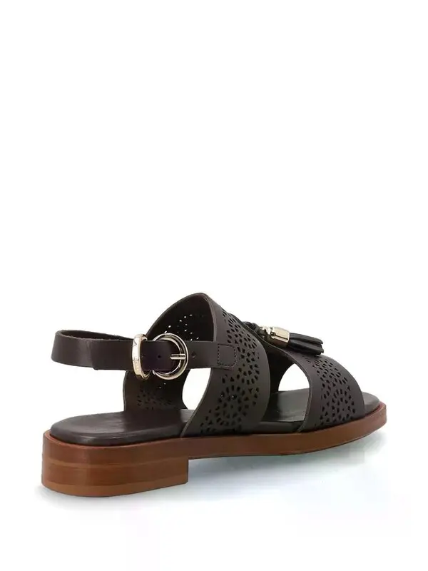 FRAU Perforated Tassel Detail Sandals - Brown