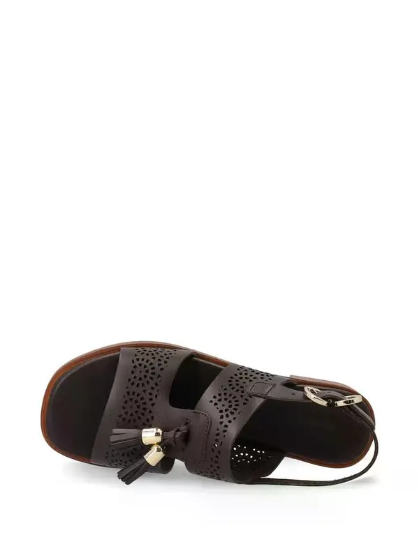 FRAU Perforated Tassel Detail Sandals - Brown
