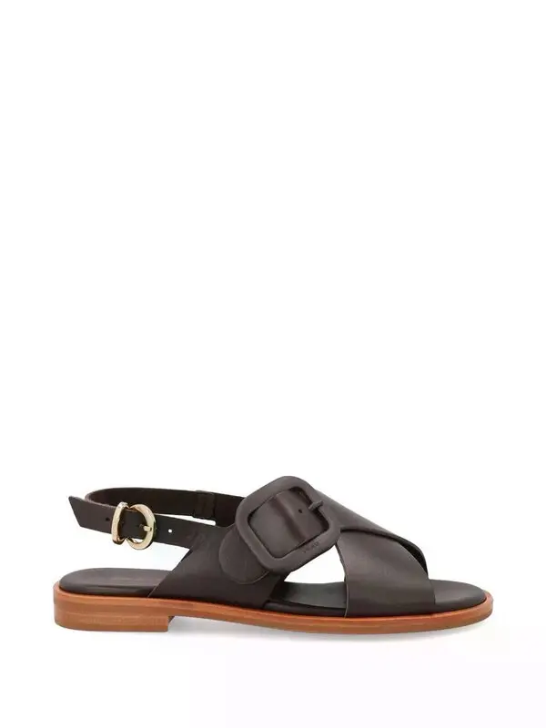 FRAU Crossover Strap Buckled Slingback Sandals - Brown