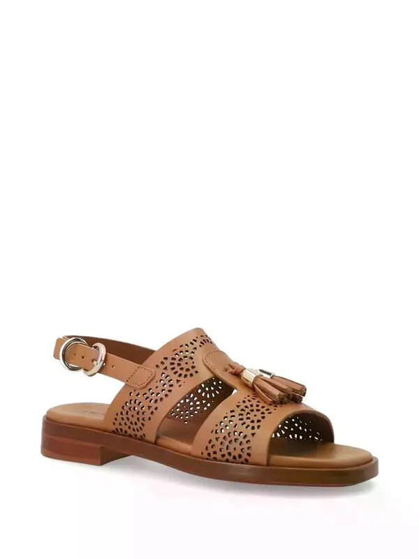 FRAU Perforated Tassel Detail Sandals - Brown