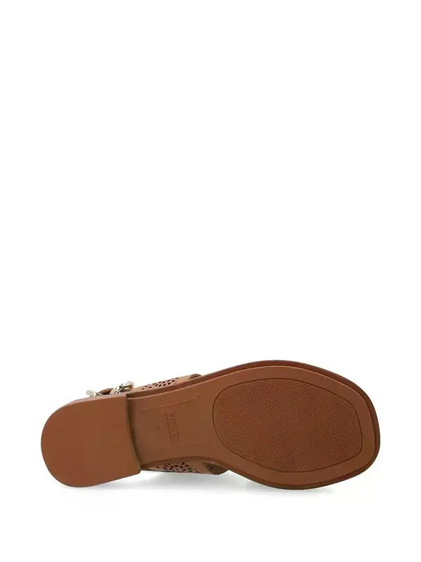 FRAU Perforated Tassel Detail Sandals - Brown
