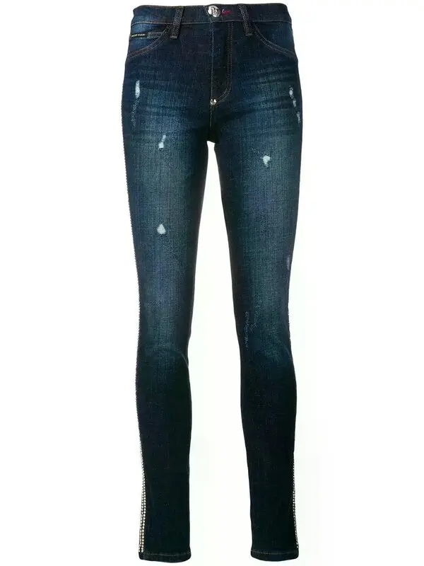 Philipp Plein Crystal Trim Skinny Jeans