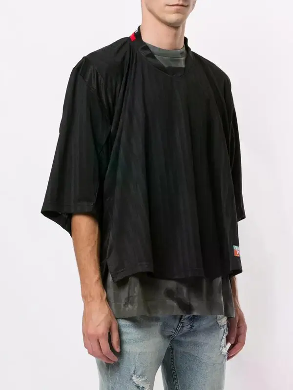 Martine Rose Striped Band Collar T-shirt
