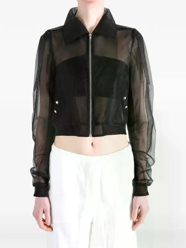 Rick Owens Dracucollar Sheer Zip-up Jacket