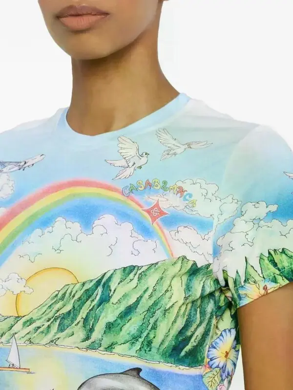 Casablanca Cropped T-shirt With Graphic Print
