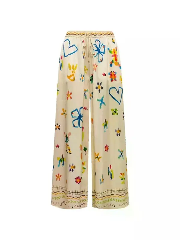 ALEMAIS Sidi Silk Graphic Print Trousers