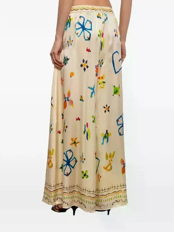 ALEMAIS Sidi Silk Graphic Print Trousers
