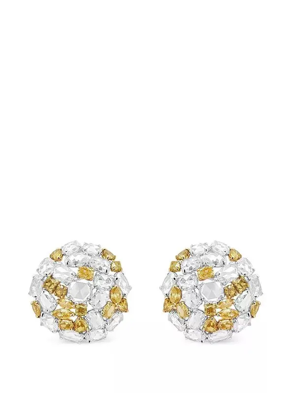 HYT JEWELRY Rose-motif Diamond Earrings In 18k Gold - Silver