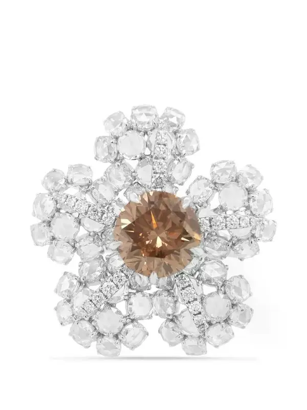 HYT JEWELRY Flower Diamond Ring - Silver