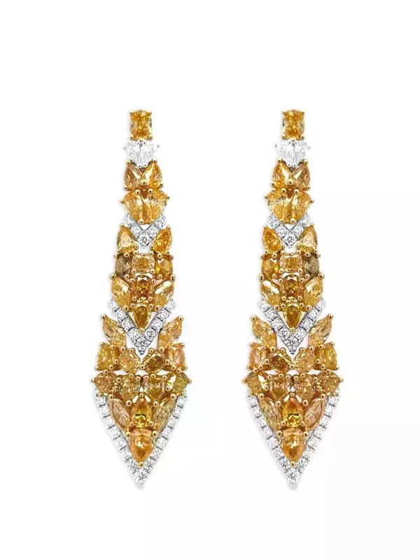 HYT JEWELRY Geometric Diamond Drop Earrings In 18k Gold - Silver