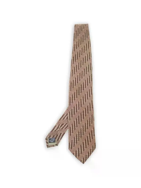 Giorgio Armani Silk Diagonal-stripe Print Neck Tie - Brown