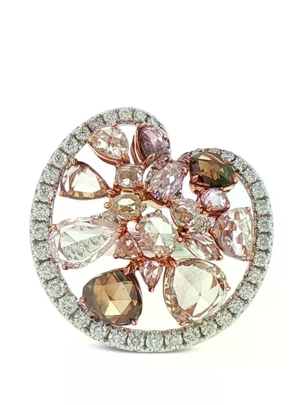 HYT JEWELRY Floral Openwork Diamond Ring - Silver