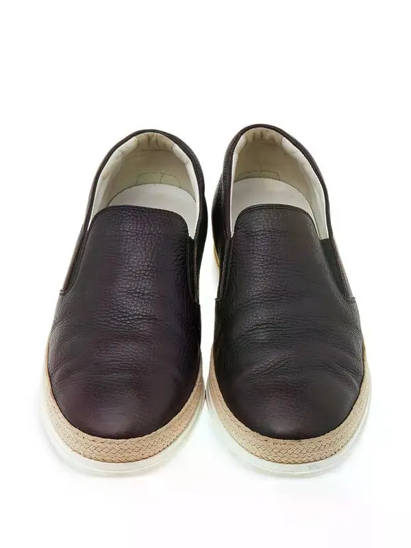 TOD'S Leather Slip-on Sneakers With Braided Midsole