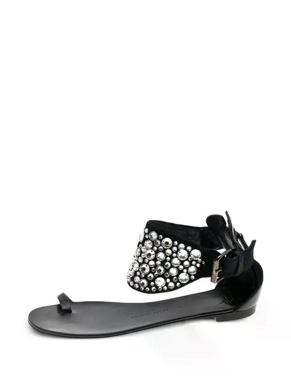 GIUSEPPE ZANOTTI Embellished Ankle-wrap Flat Sandals