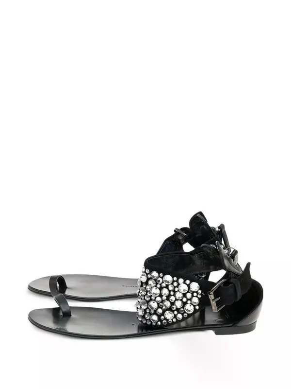GIUSEPPE ZANOTTI Embellished Ankle-wrap Flat Sandals
