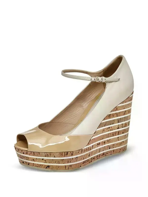 Gucci Patent Leather Wedge Sandals