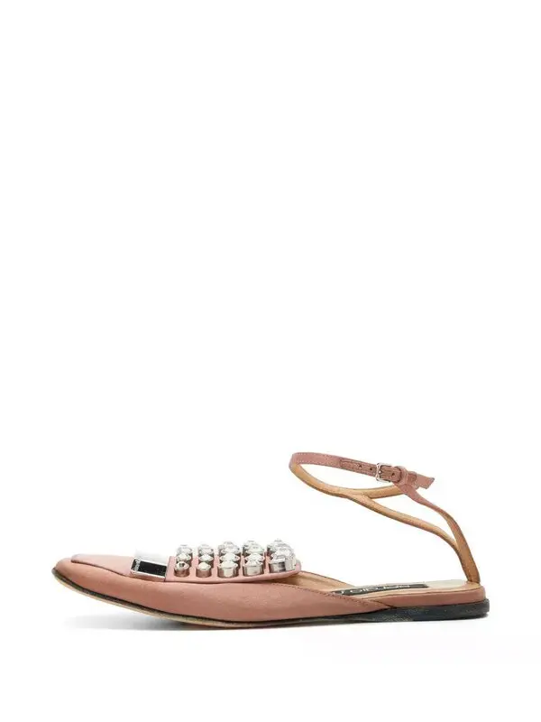 SERGIO ROSSI Crystal-embellished Ankle-strap Flat Sandals