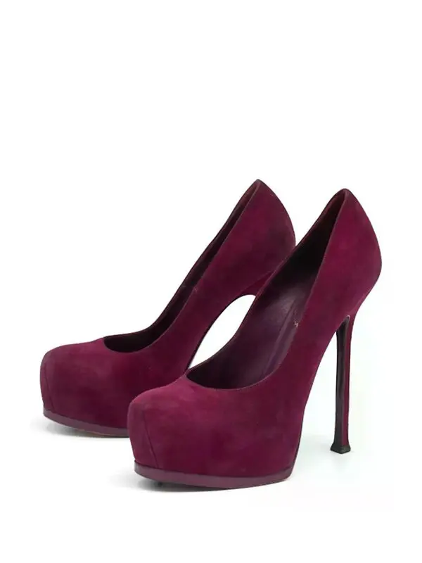 Saint Laurent Suede Tribtoo Platform Pumps - Purple