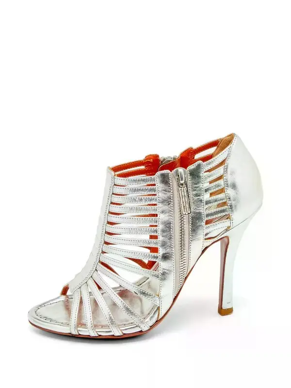 Santoni Tone Caged Peep-toe Stiletto Sandals
