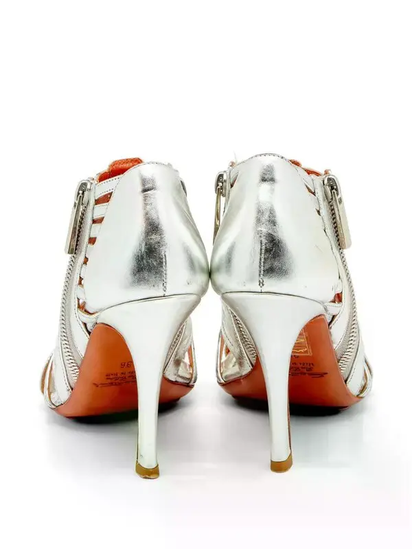 Santoni Tone Caged Peep-toe Stiletto Sandals