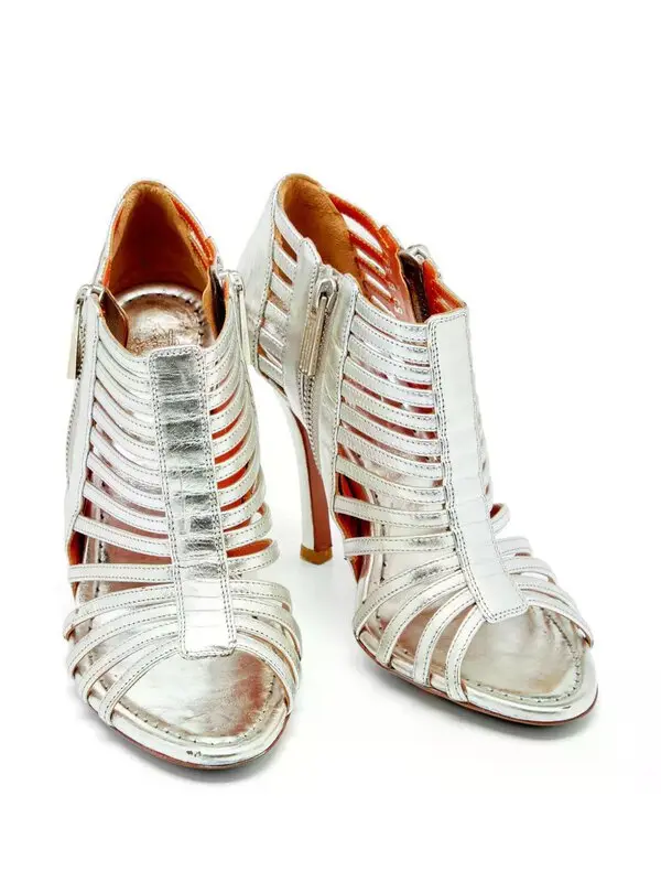 Santoni Tone Caged Peep-toe Stiletto Sandals