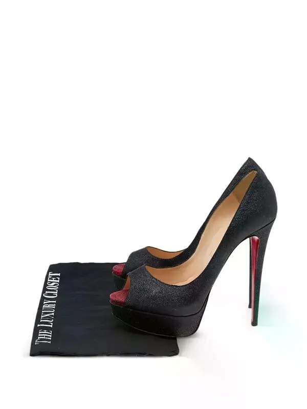 CHRISTIAN LOUBOUTIN Shimmer-fabric Peep Toe Platform Stiletto Heels