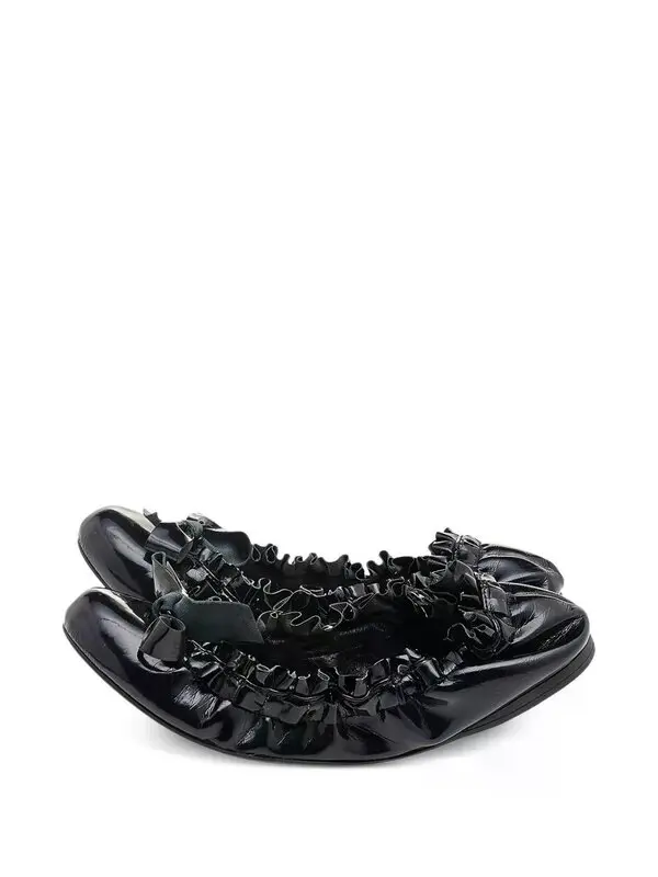 Miu Miu Patent Leather Ballet Flats With Bow Detailing