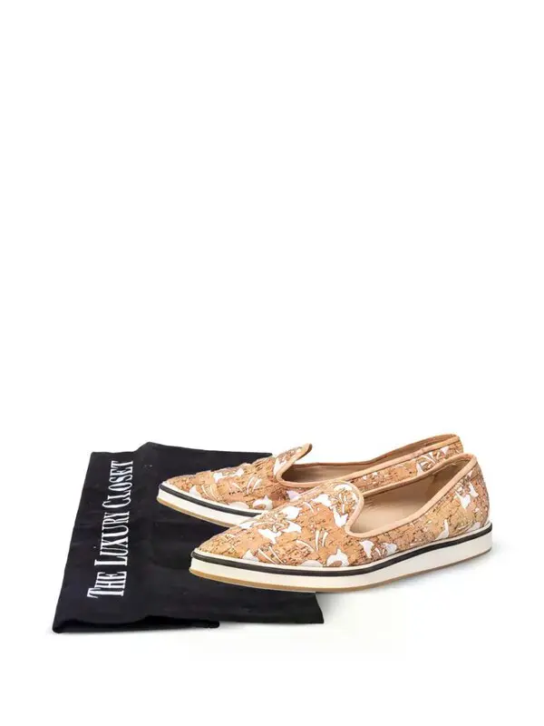 NICHOLAS KIRKWOOD Beige Patterned Fabric Pointed Toe Slip-on Sneakers