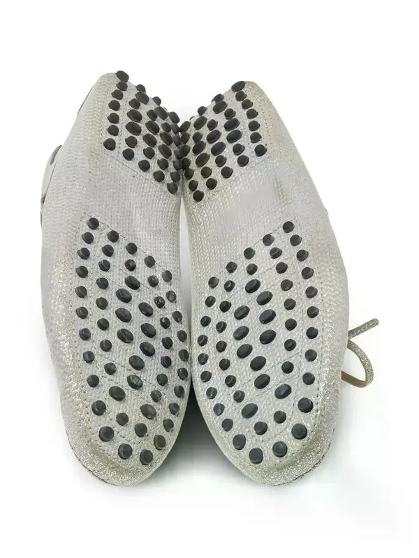 TOD'S Glitter Loafers With Bow Detail - Silver