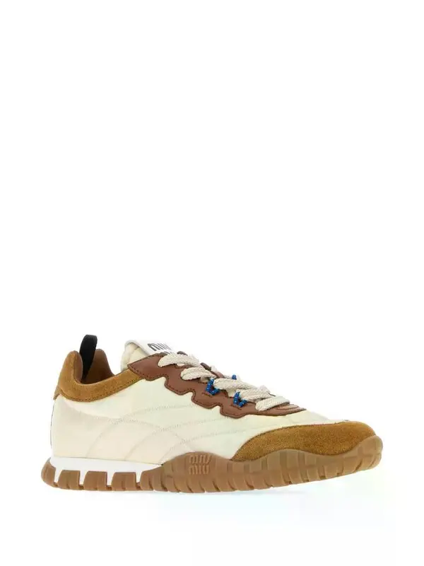 Miu Miu Tyre Technical Fabric And Suede Sneakers - Neutrals