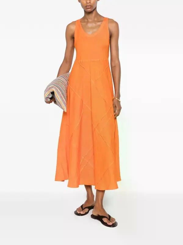 ROSSO 35 Panelled Linen Midi Dress