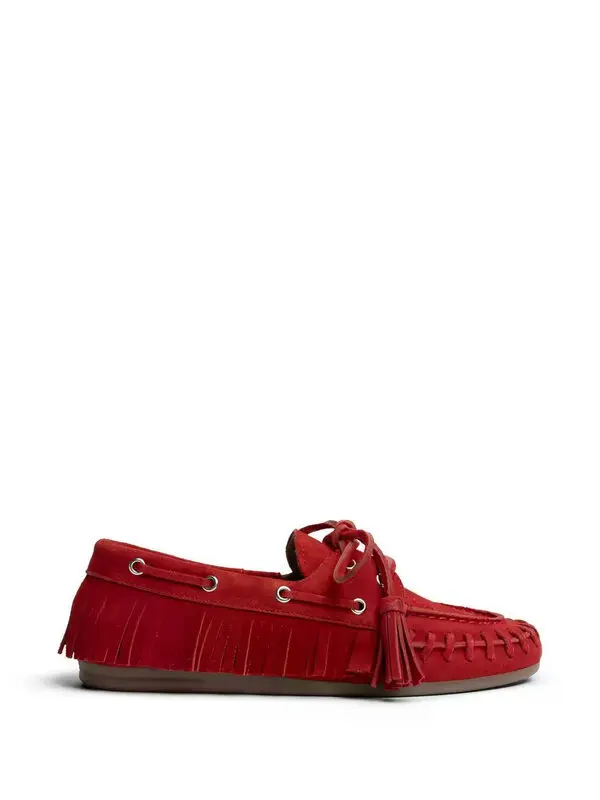 POSA Fringe-trim Tassel Loafers - Red